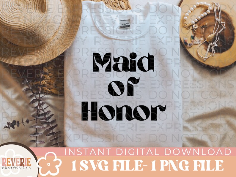 Maid of Honor Text SVG and PNG Wedding Party Script Design - Etsy