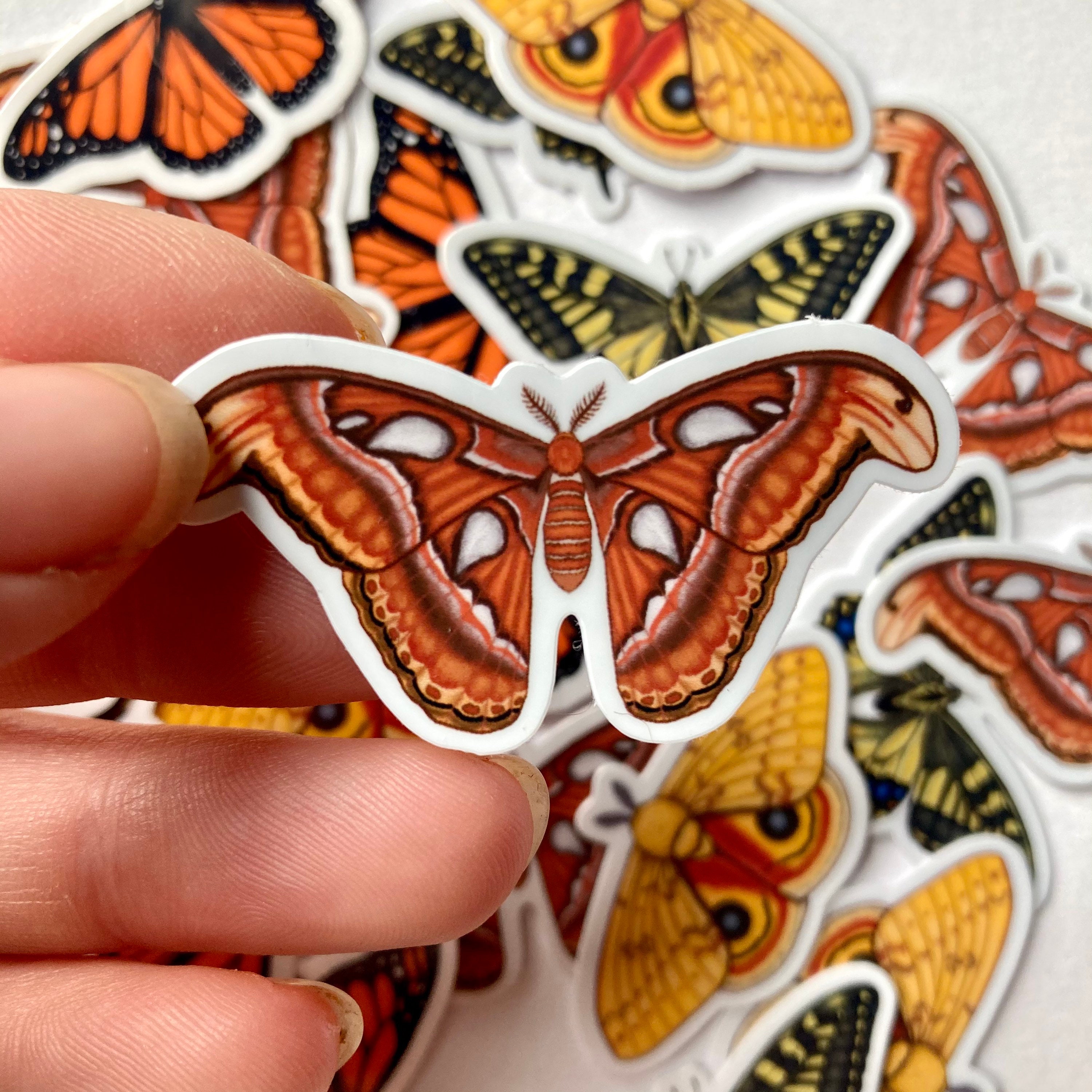 Mini butterfly and moth sticker pack monarch swallowtail | Etsy