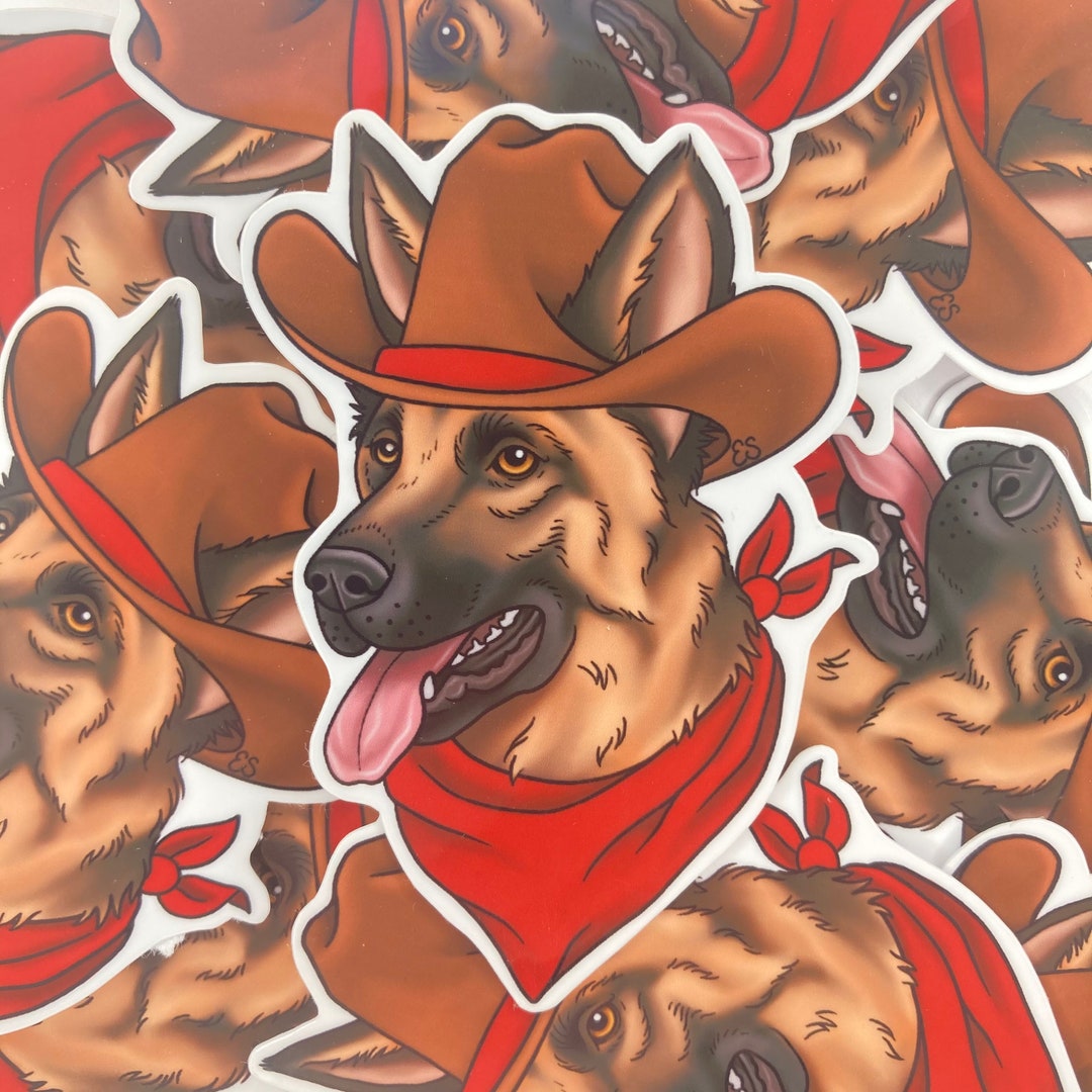 German Shepherd Cowboy Sticker, GSD Decal - Etsy