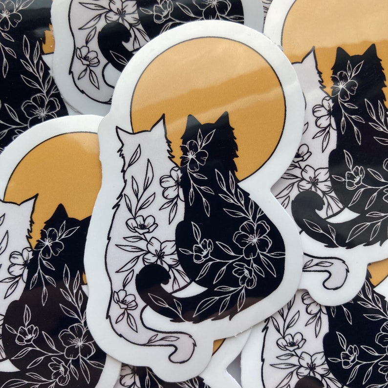 Two Cats Sticker Yin and Yang Cat Sticker Vinyl Cat Sticker - Etsy