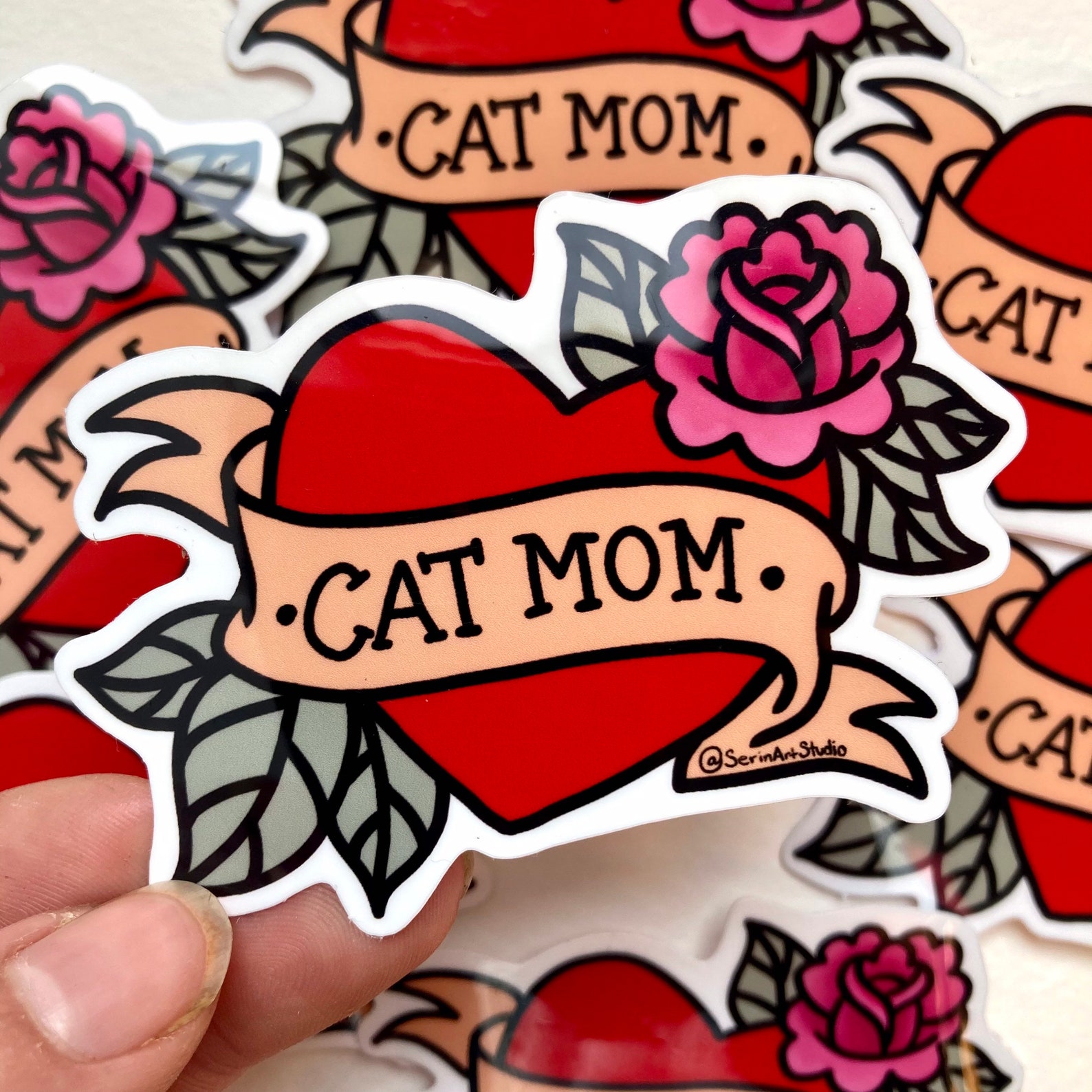 Cat Mom Sticker American Traditional Sticker Mom Sticker | Etsy