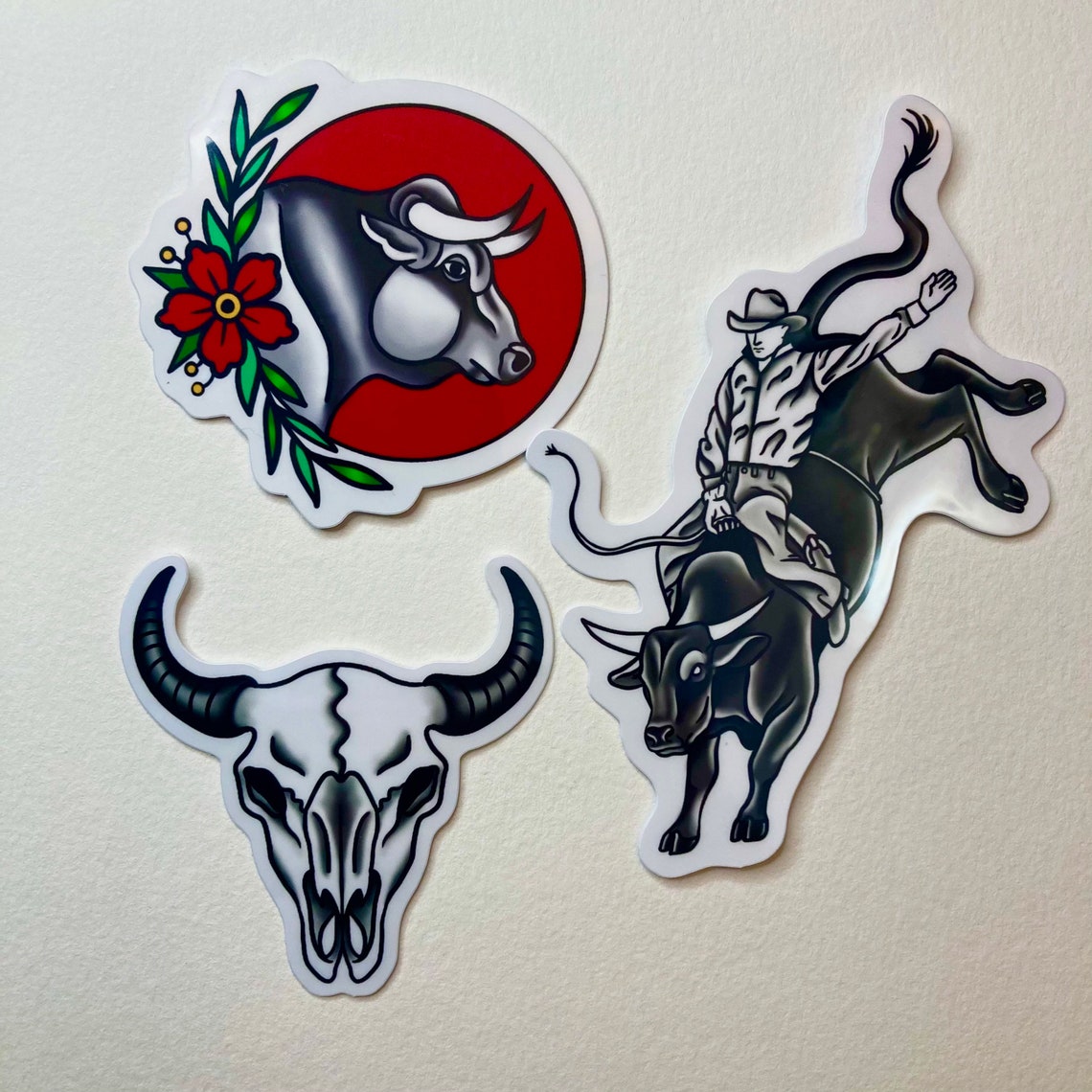 Bull Riding Sticker Pack American Traditional Cowboy Western - Etsy