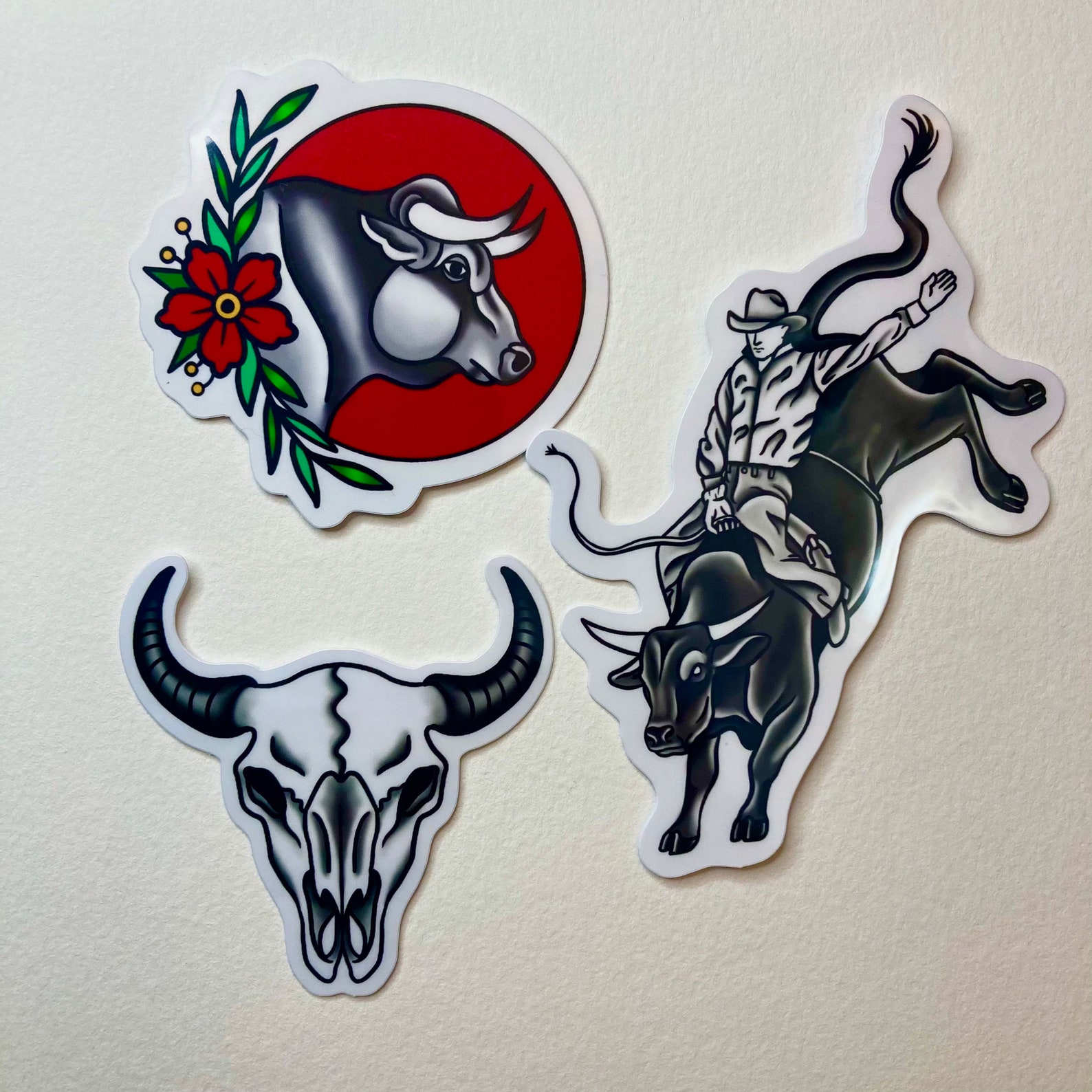Bull Riding Sticker Pack American Traditional Cowboy Western - Etsy