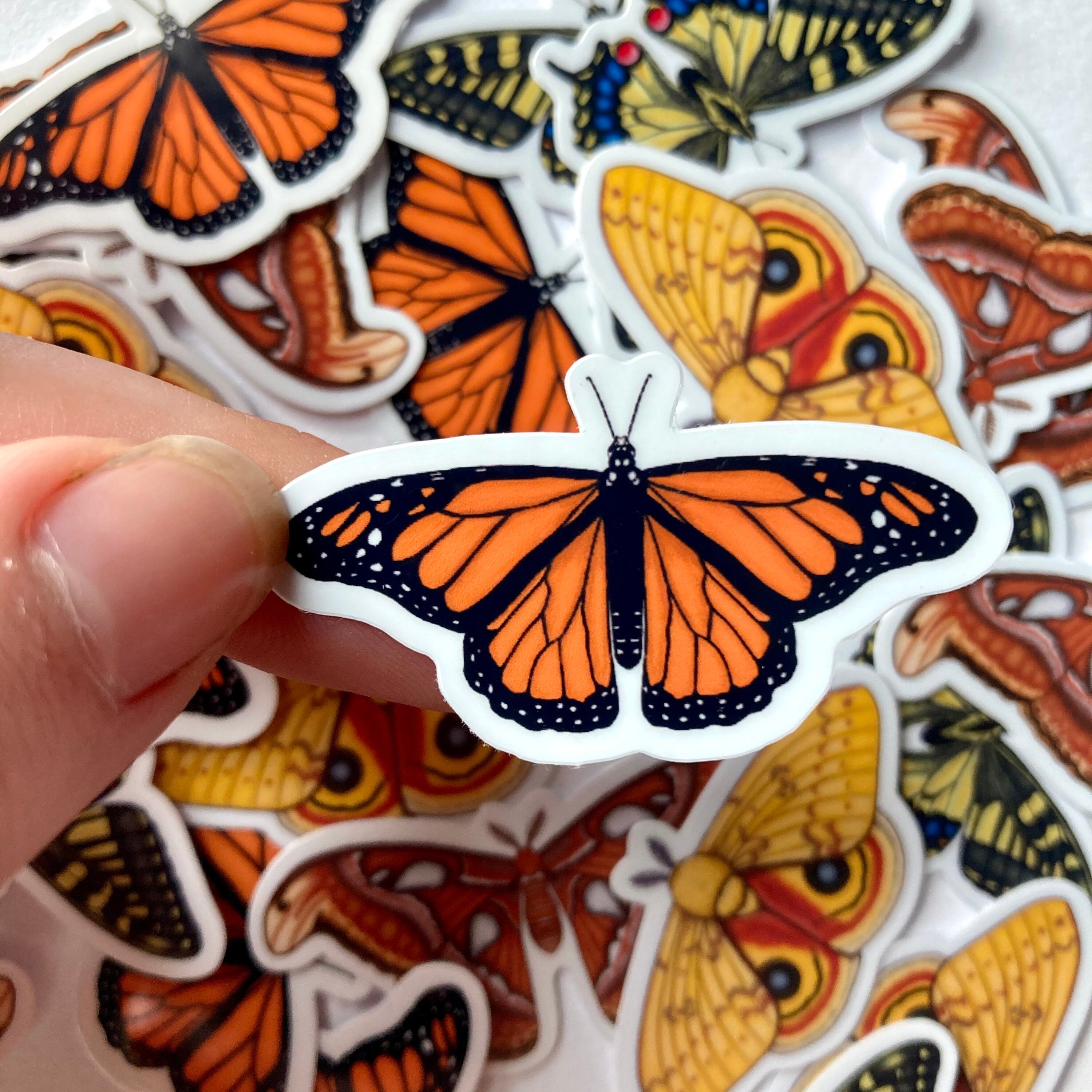 Mini butterfly and moth sticker pack monarch swallowtail | Etsy