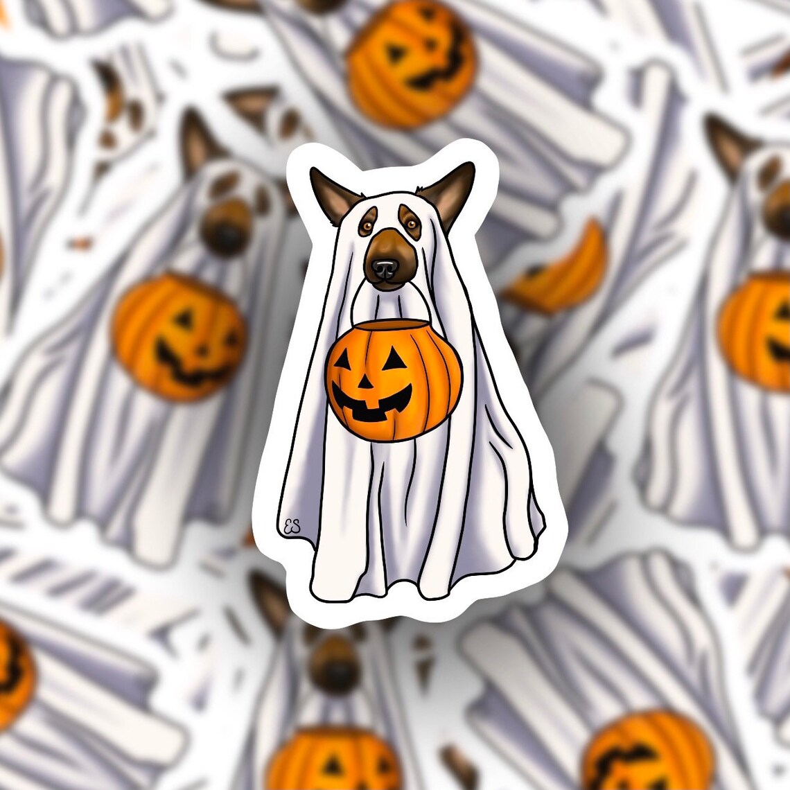 German Shepherd Ghost Ghost Dog Halloween Sticker Spooky - Etsy