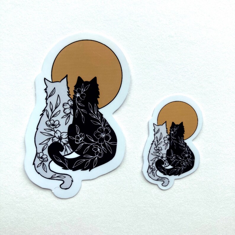 Two Cats Sticker Yin and Yang Cat Sticker Vinyl Cat Sticker - Etsy
