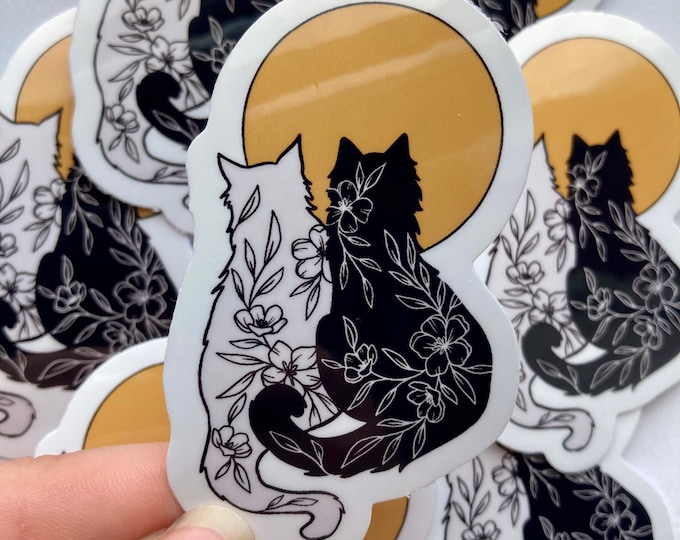 Two Cats Sticker Yin and Yang Cat Sticker Vinyl Cat Sticker - Etsy