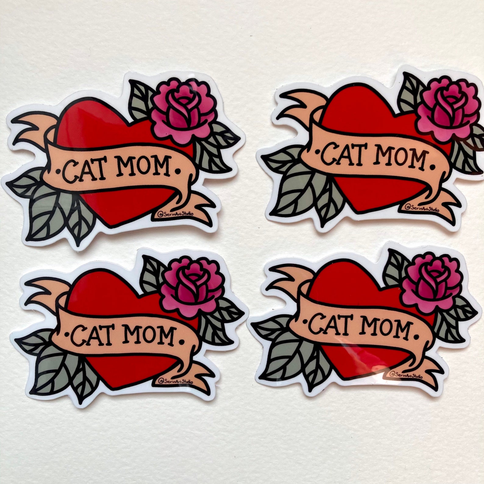 Cat Mom Sticker American Traditional Sticker Mom Sticker | Etsy