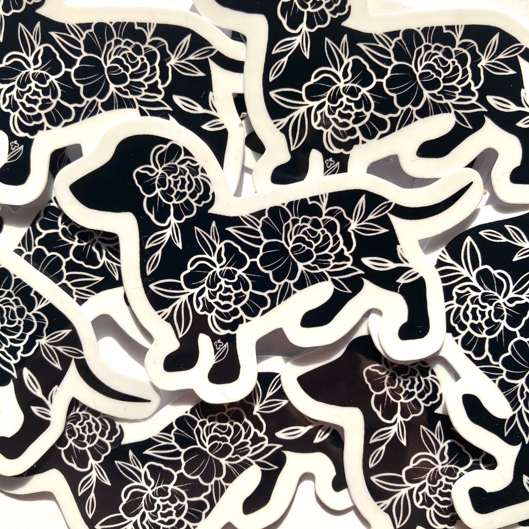 Floral Dachshund Sticker | Dog Decal, Weiner Dog - Etsy