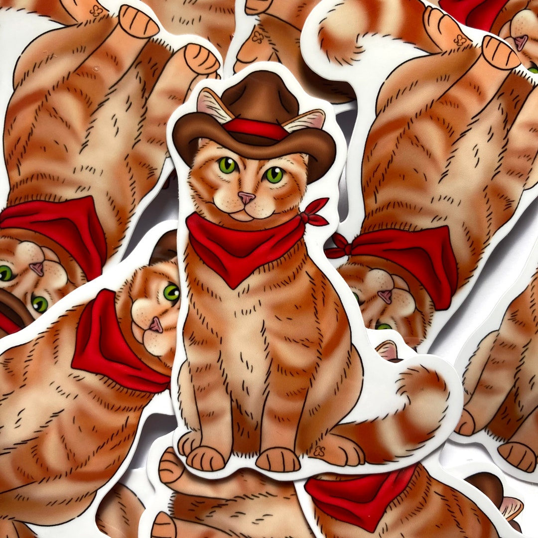Cowboy Cat Sticker Western Kitty Decal - Etsy