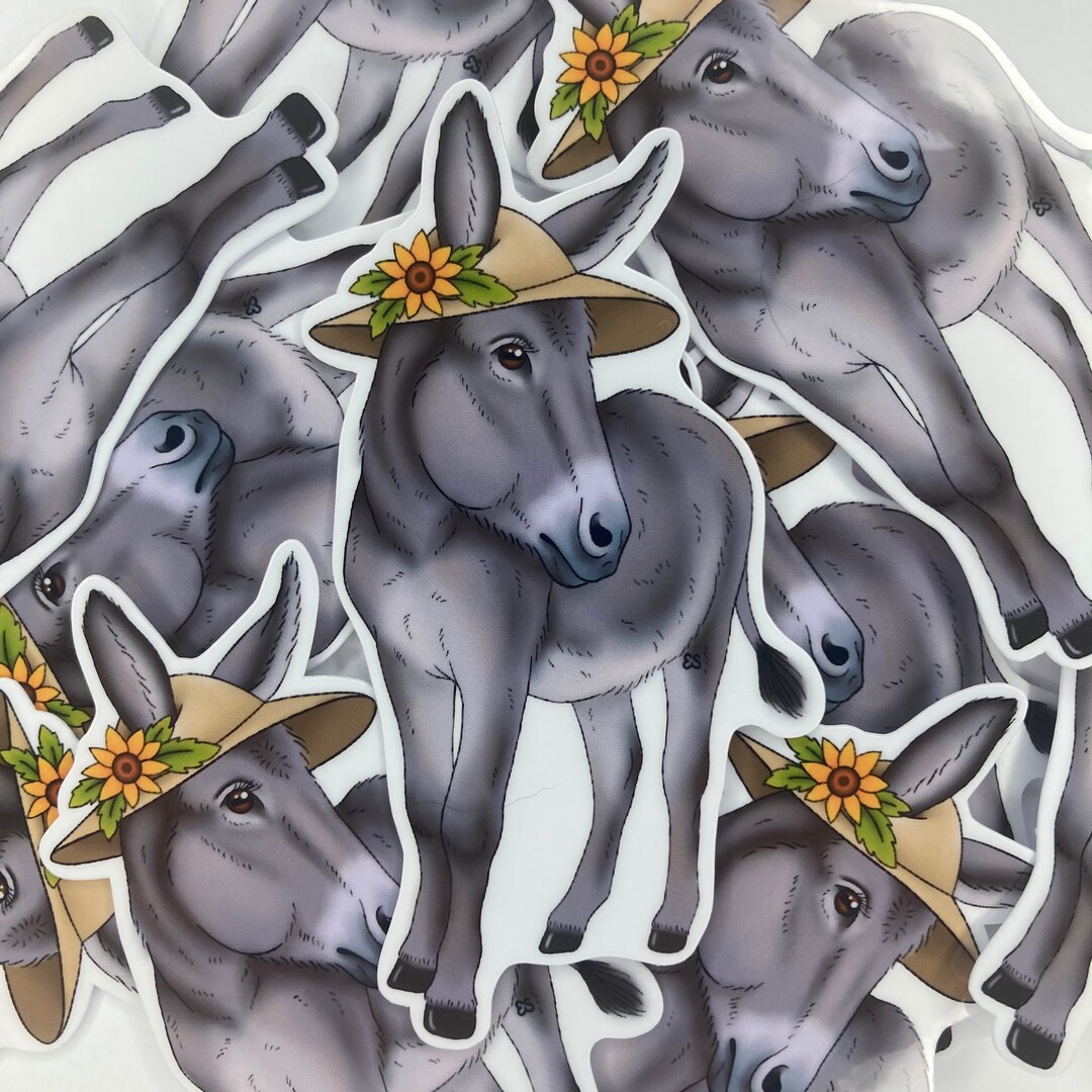 Pretty Donkey Sticker, Donkey in a Hat - Etsy