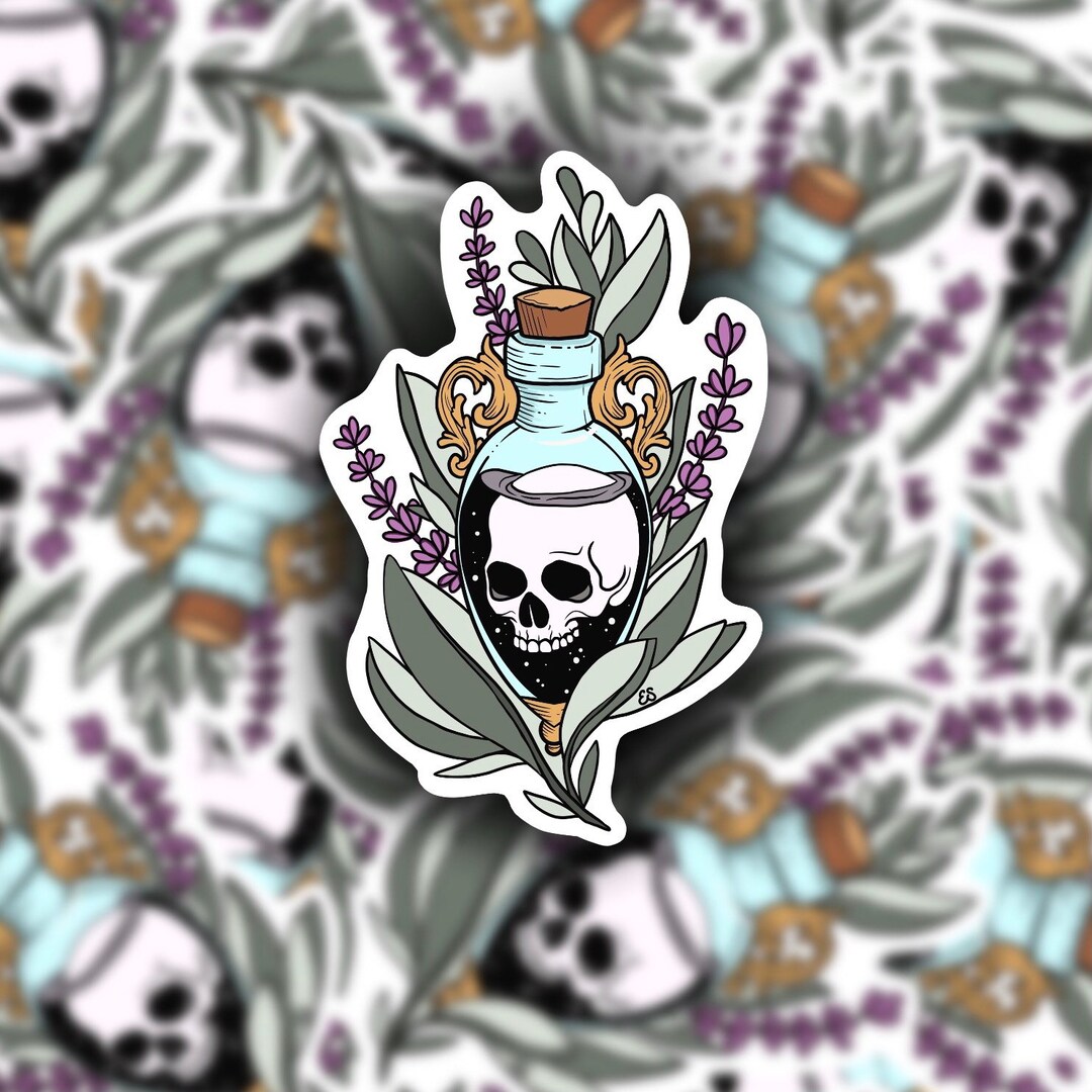 Skull Potion Sticker, Vinyl Potion Decal - Etsy