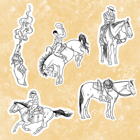 Cowboy Sticker Pack Western Decals Cowboy Rodeo Stickers 5 | Etsy