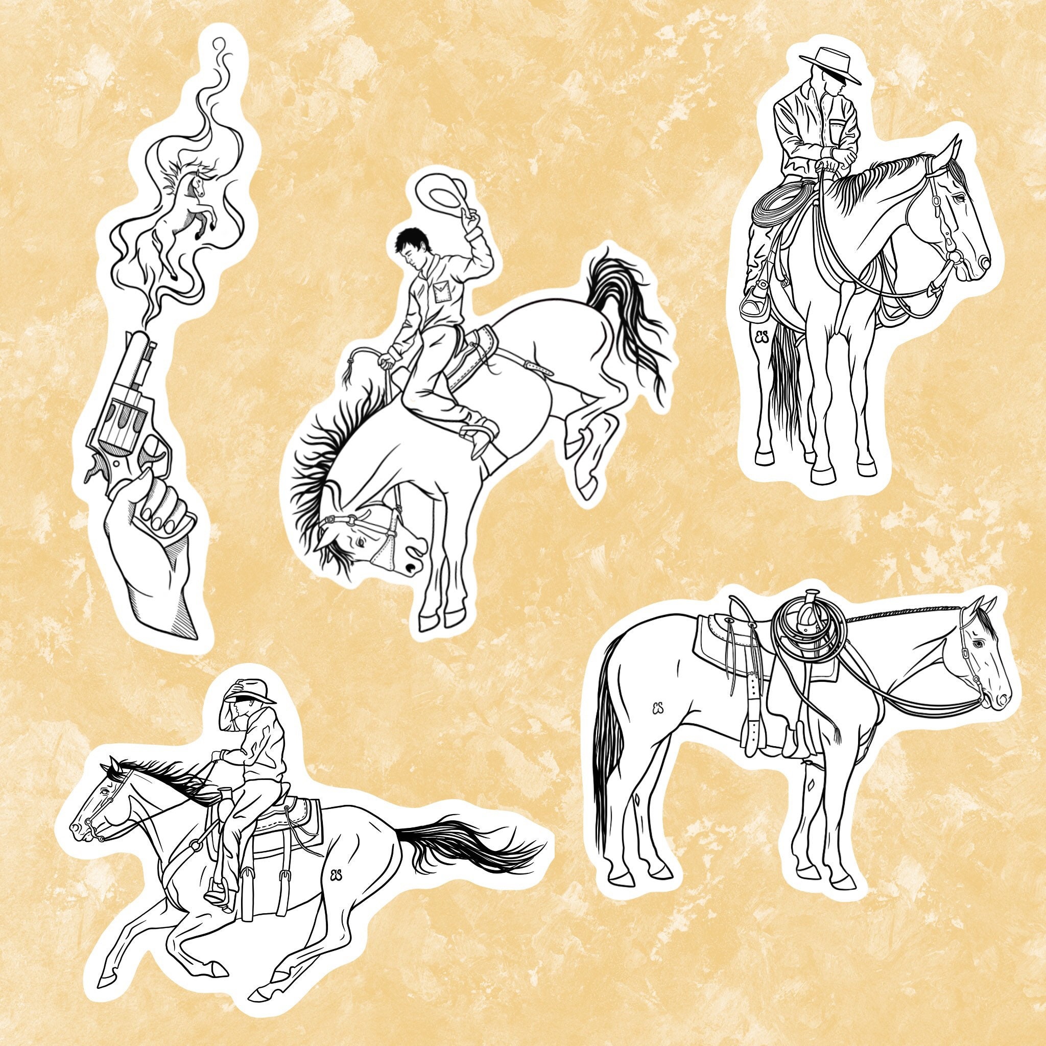 Cowboy Sticker Pack Western Decals Cowboy Rodeo Stickers 5 | Etsy