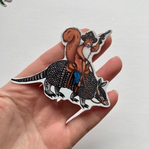 Cowboy Squirrel Riding an Armadillo Art Print Funny Animal Art - Etsy