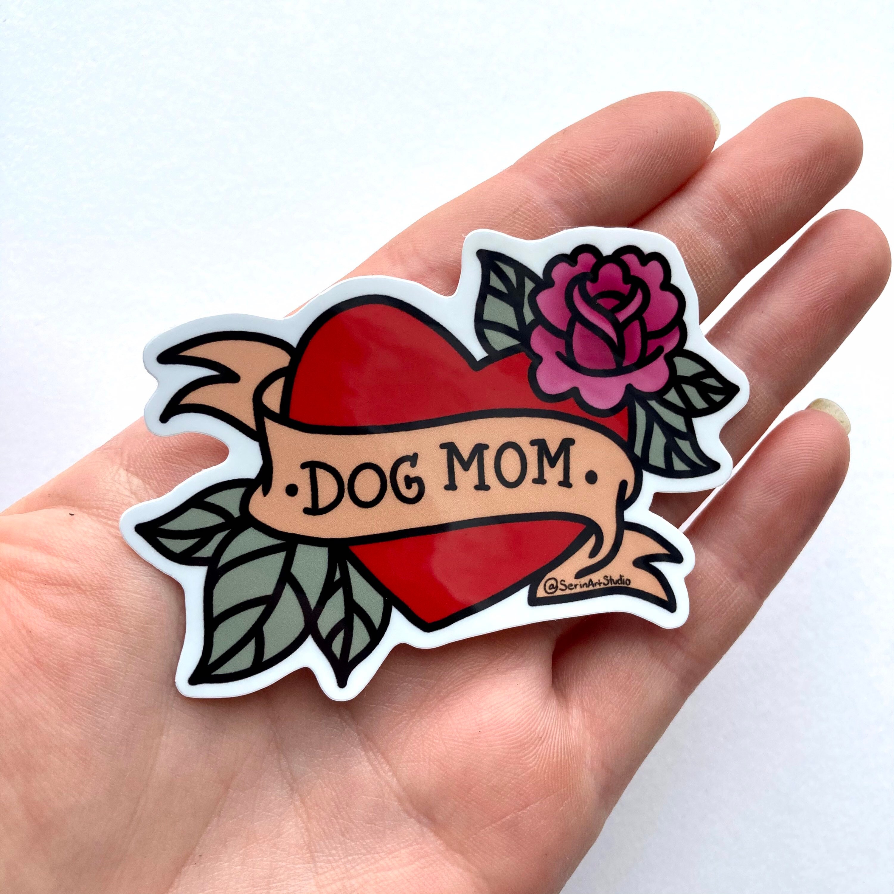 Dog Mom Sticker American Traditional Mom Sticker Dog Mom | Etsy