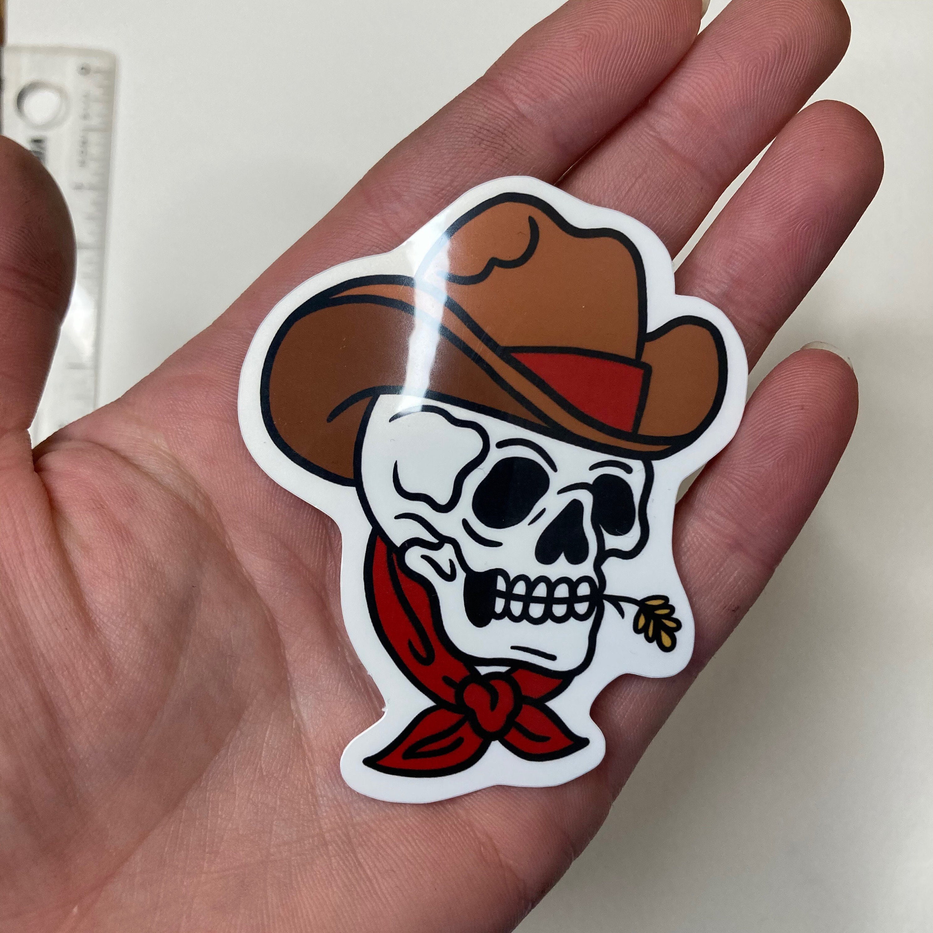 Dead Cowboy Sticker Skull in a Cowboy Hat Decal - Etsy
