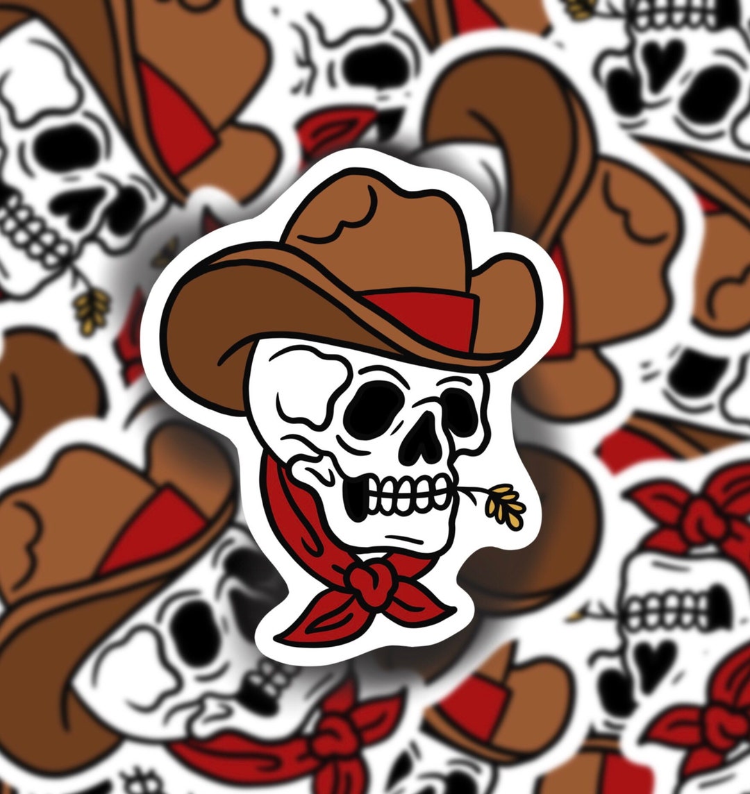 Dead Cowboy Sticker, Skull in a Cowboy Hat Decal - Etsy