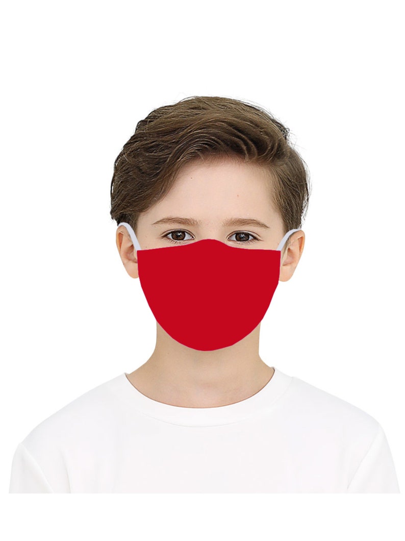 Kids Red Face Mask Triple Layers 100% Cotton Washable Reusable With ...