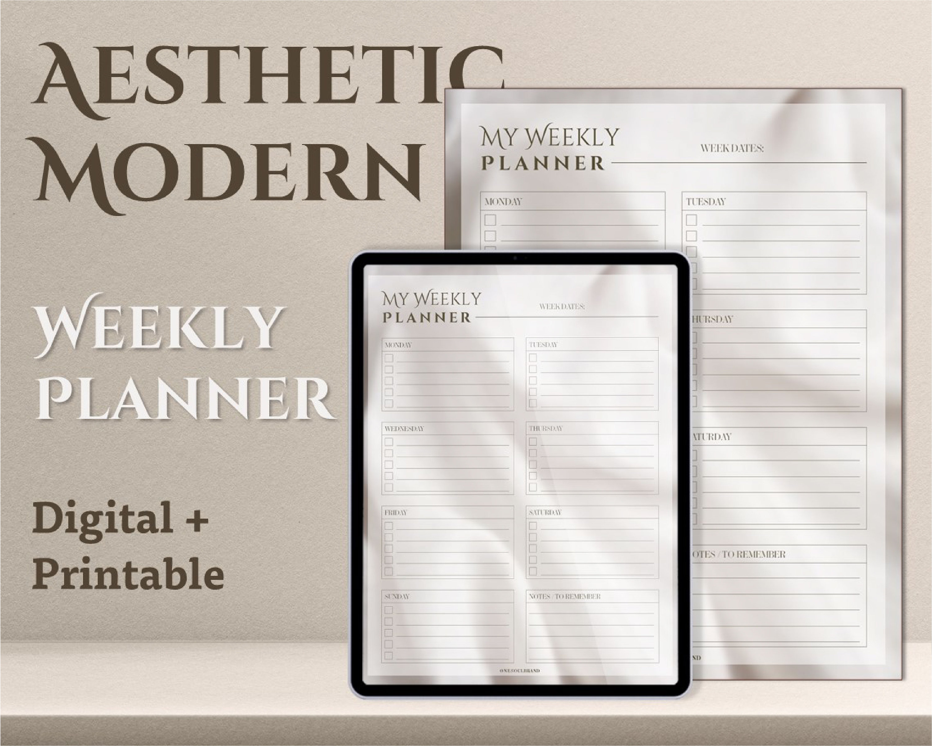 Aesthetic Weekly Planner! Modern Minimalist Instagram Style - Letter ...