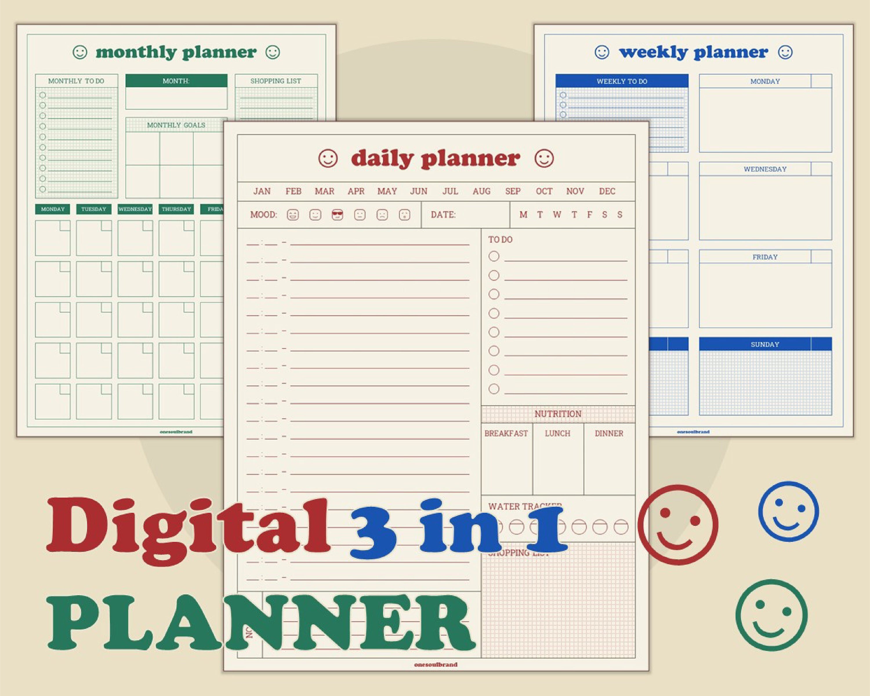 1970s Vintage Cute Style Aesthetic Digital Planner 3 in 1 Letter Size ...