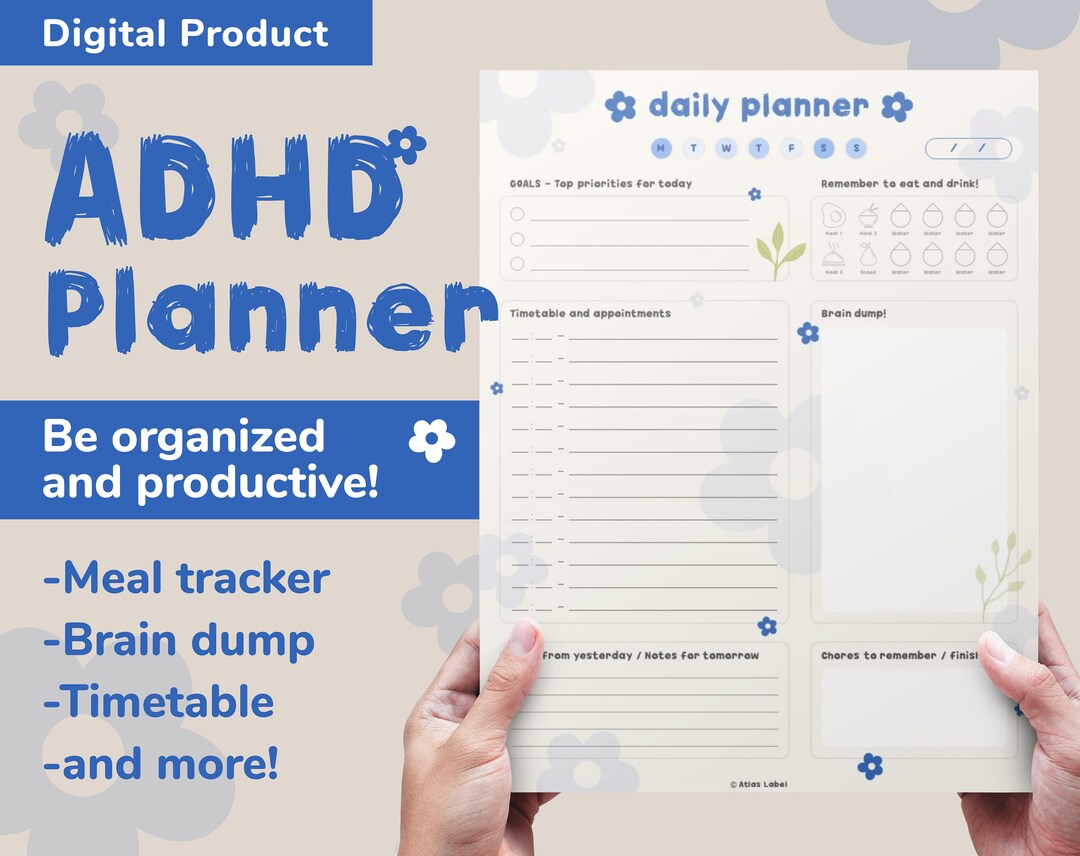 ADHD Daily Planner Organize Your Brain With This PDF Journal Wellness ...