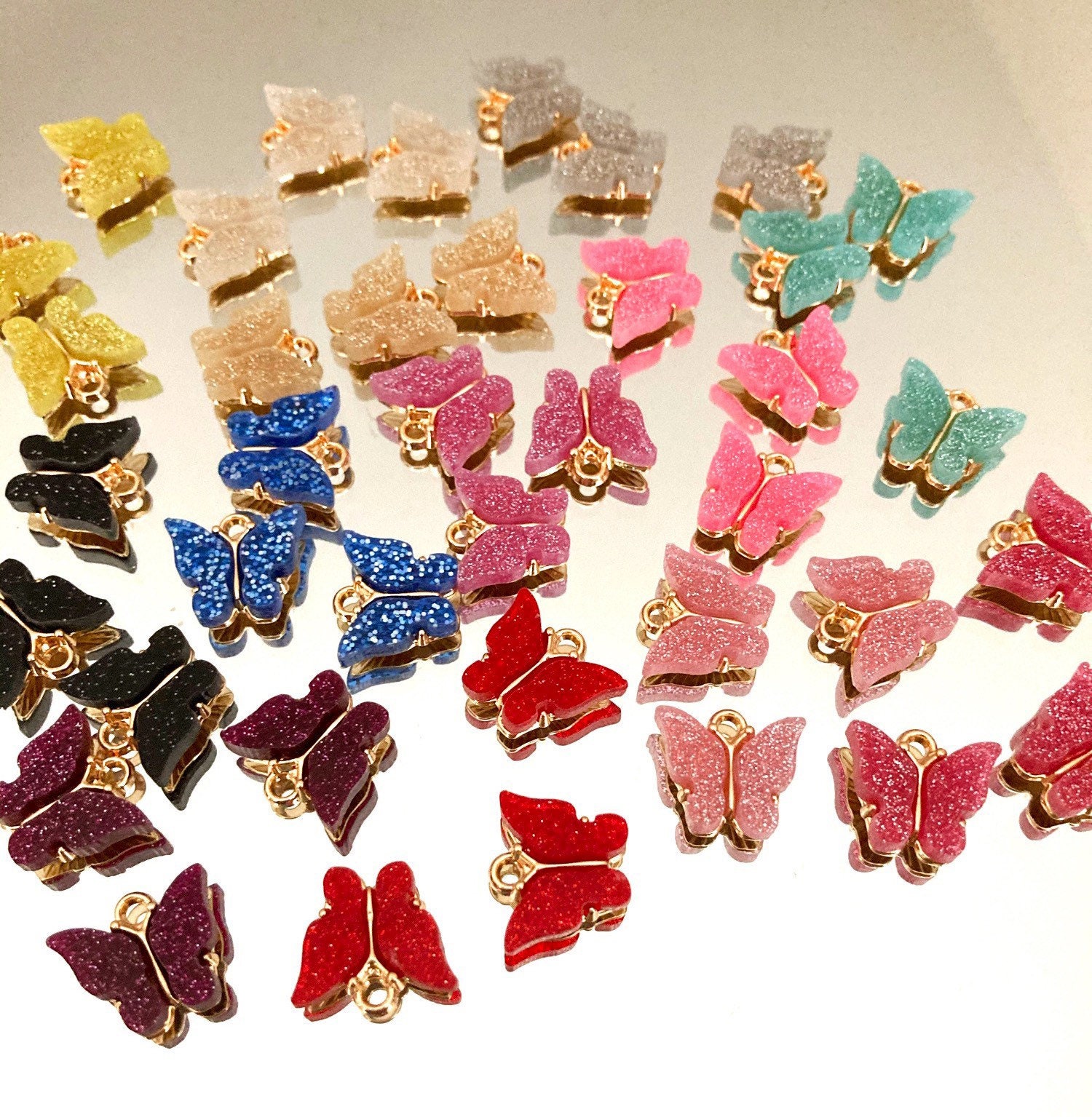 Blue butterfly charms butterfly charms pink butterfly | Etsy