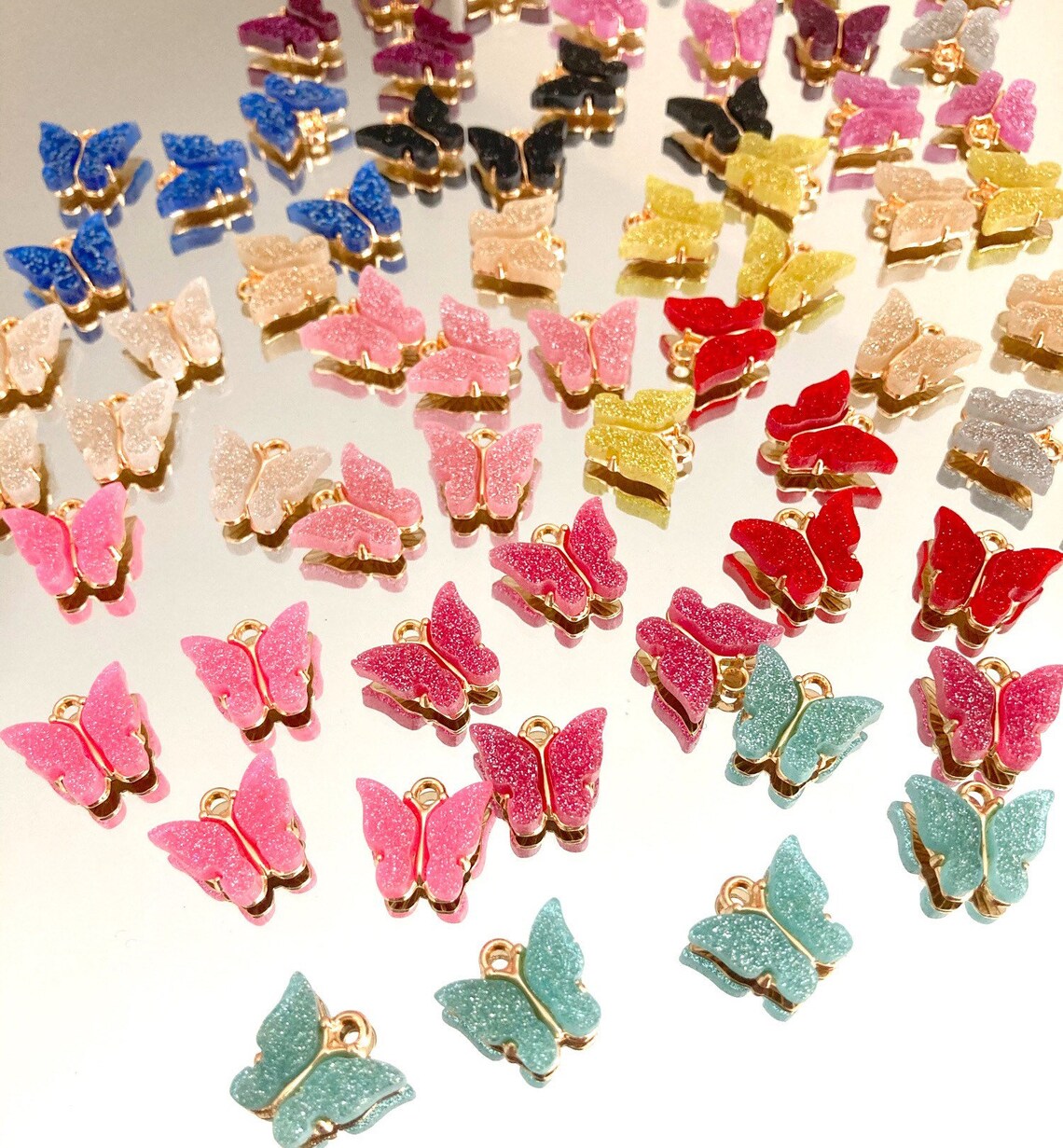 Blue Butterfly Charms Butterfly Charms Pink Butterfly - Etsy UK