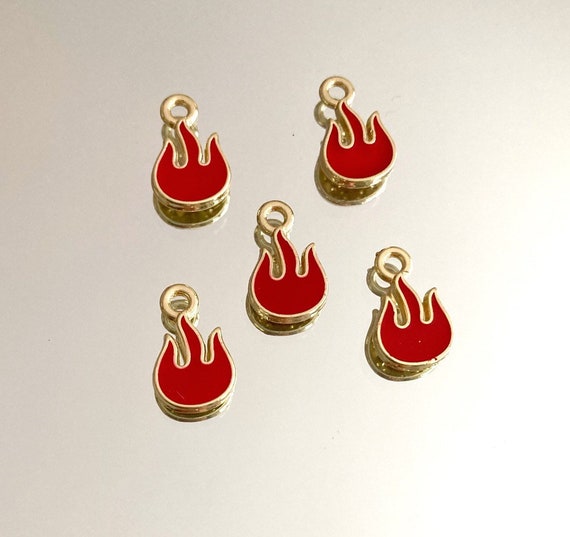 Flame charms fire charms red flame charms red fire charms | Etsy