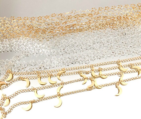 Star Chain Moon Chain Silver Star Chain Gold Star Chain - Etsy