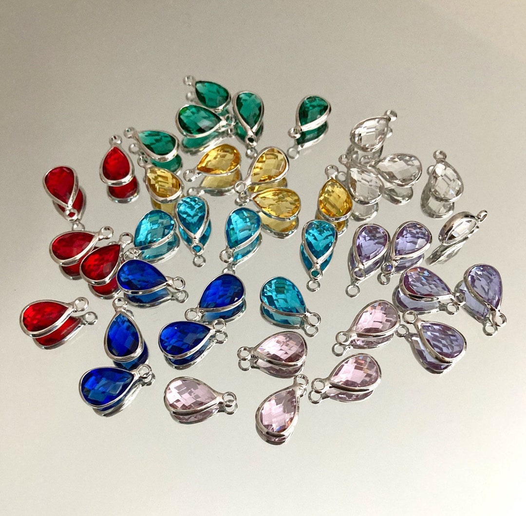 5 Tear Drop Charms Gem Charms Glass Crystal Charms Purple - Etsy