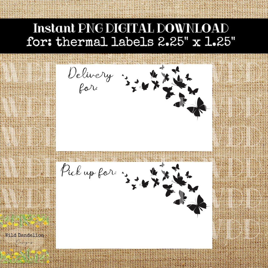 Butterfly Pick up and Delivery Png Thermal Printer Label Sticker Png ...