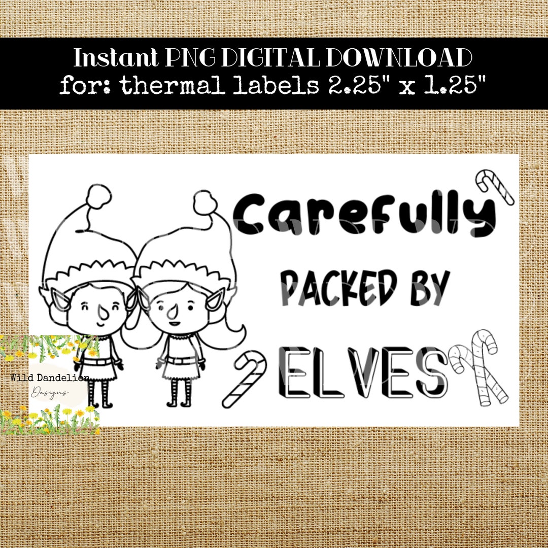 Carefully Packed by Elves PNG Thermal Printer Label Sticker - Etsy