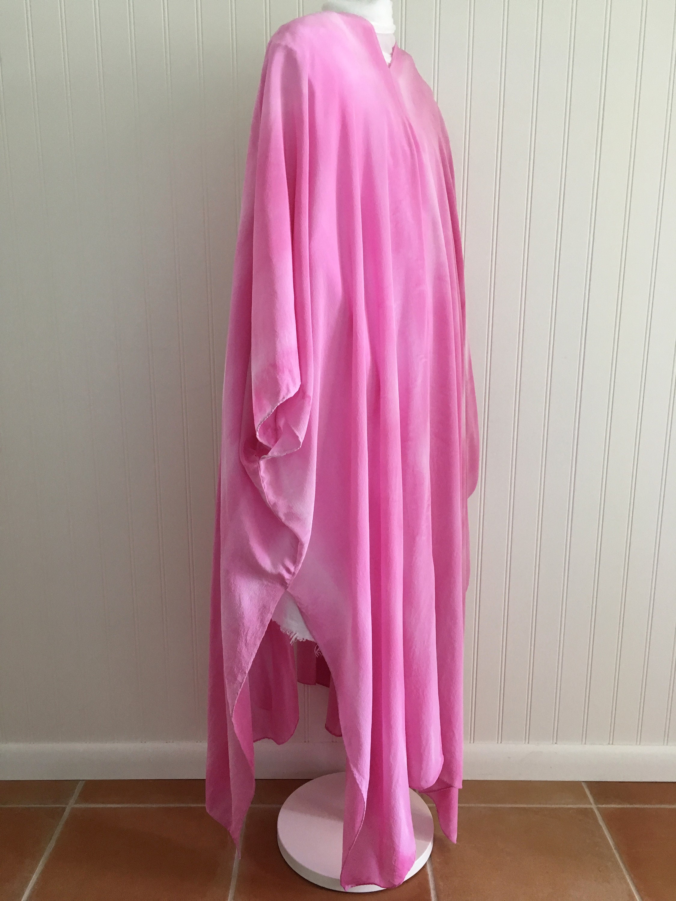 Handpainted Silk Kimono Wrap Pink and White Women's Cover up by Salty ...
