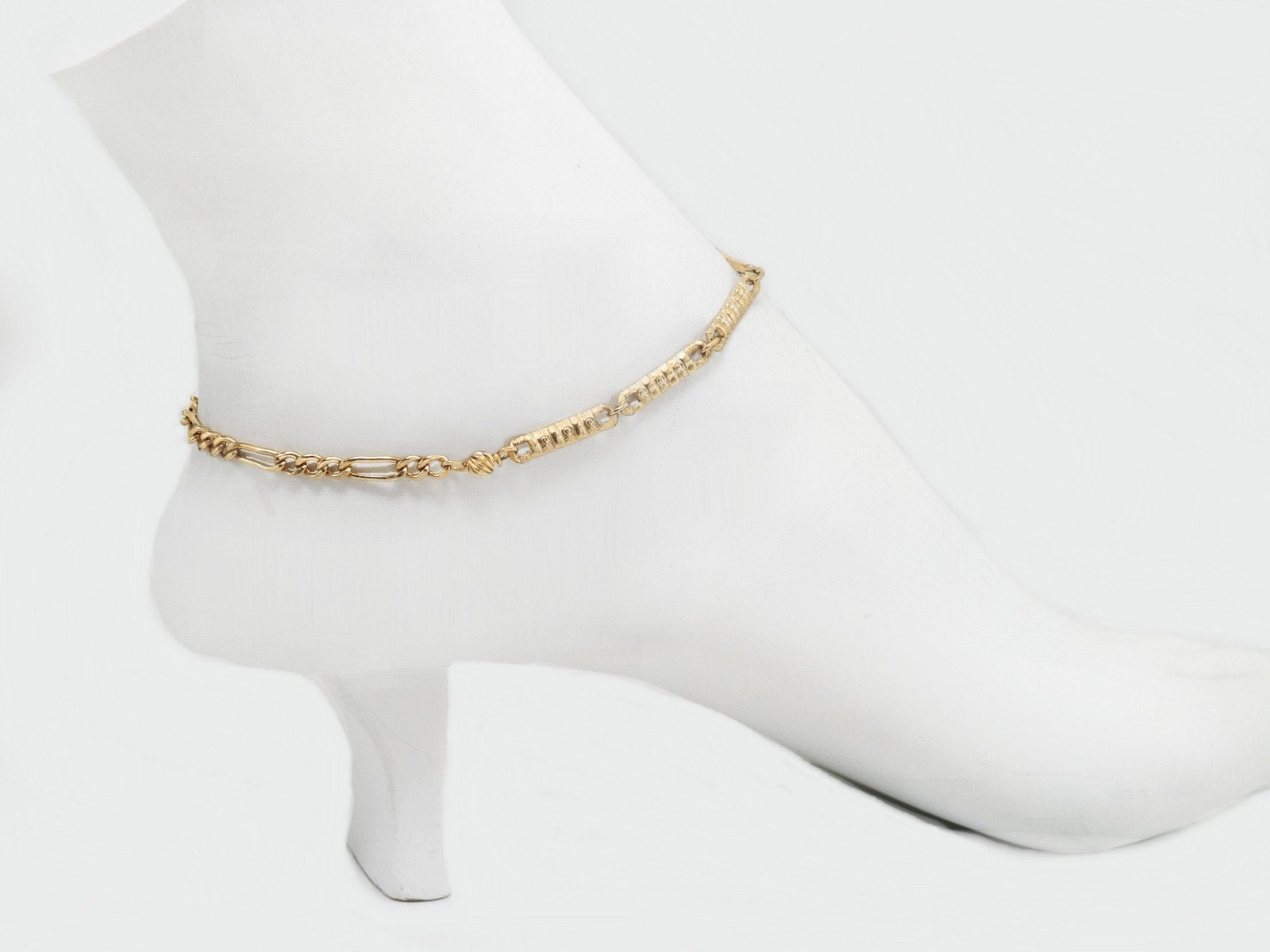 Vintage Artisan Anklet Bracelet for Small Ankles Unique Bar Motif 9inch ...