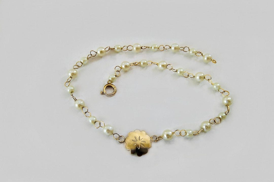 Unique Lightweight Sand Dollar and Pearls Anklets Barefoot Anklet 10 ...