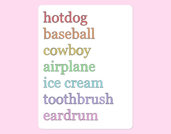 Audiology Spondee Word List Sticker Audiologist Audiology - Etsy Canada