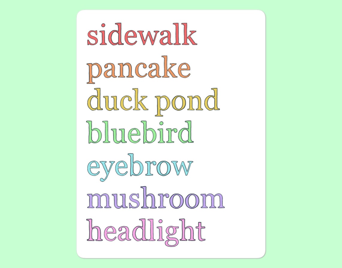 Audiology Spondee Word List Sticker Audiologist Audiology - Etsy