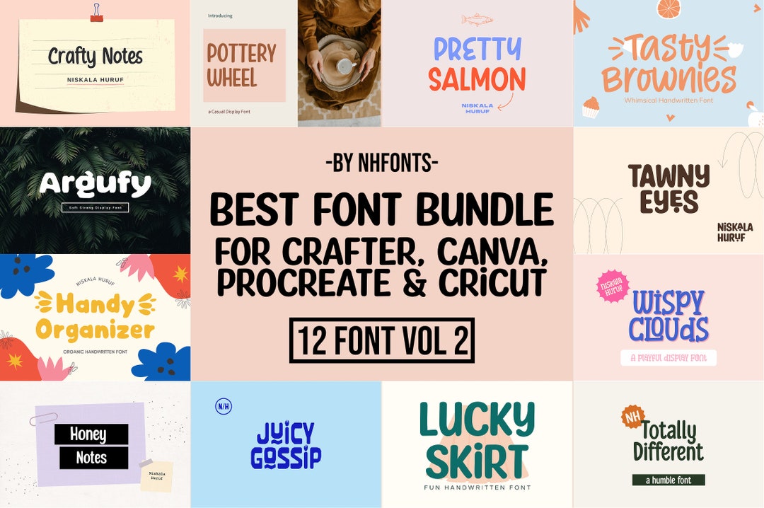 Best Font Bundle VOL 2- Cricut Fonts, Procreate Fonts, Canva Fonts ...