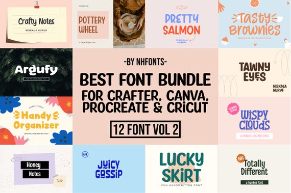 Best Font Bundle VOL 2 Cricut Fonts Procreate Fonts Canva | Etsy