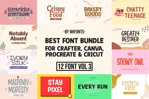 Best Font Bundle VOL 3 Cricut Fonts Procreate Fonts Canva - Etsy