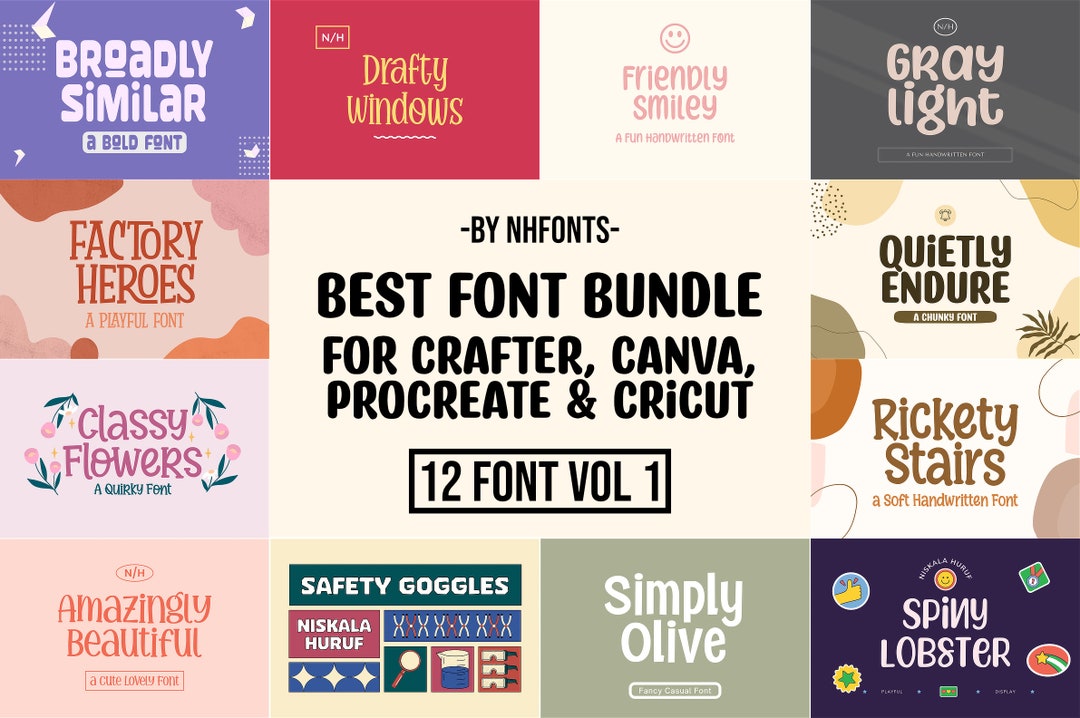 Best Font Bundle VOL 1- Cricut Fonts, Procreate Fonts, Canva Fonts ...
