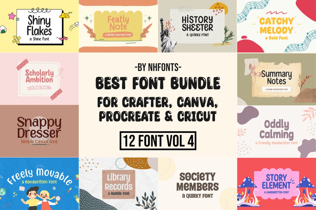 Best Font Bundle VOL 4- Cricut Fonts, Procreate Fonts, Canva Fonts ...