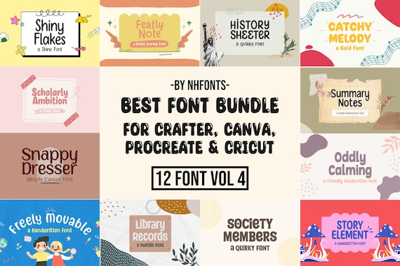 Best Font Bundle VOL 4 Cricut Fonts Procreate Fonts Canva - Etsy