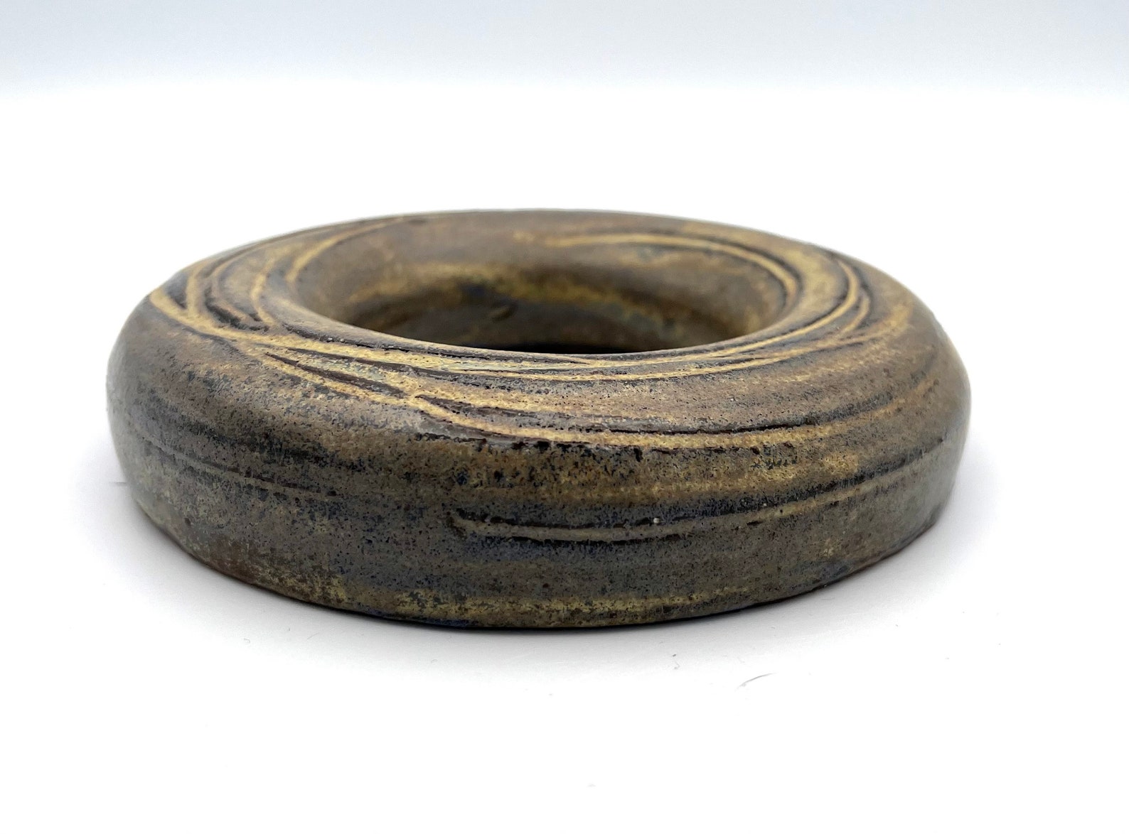 Horizontal Decorative Donut Ceramic Vase, Handmade Circle Vase With ...