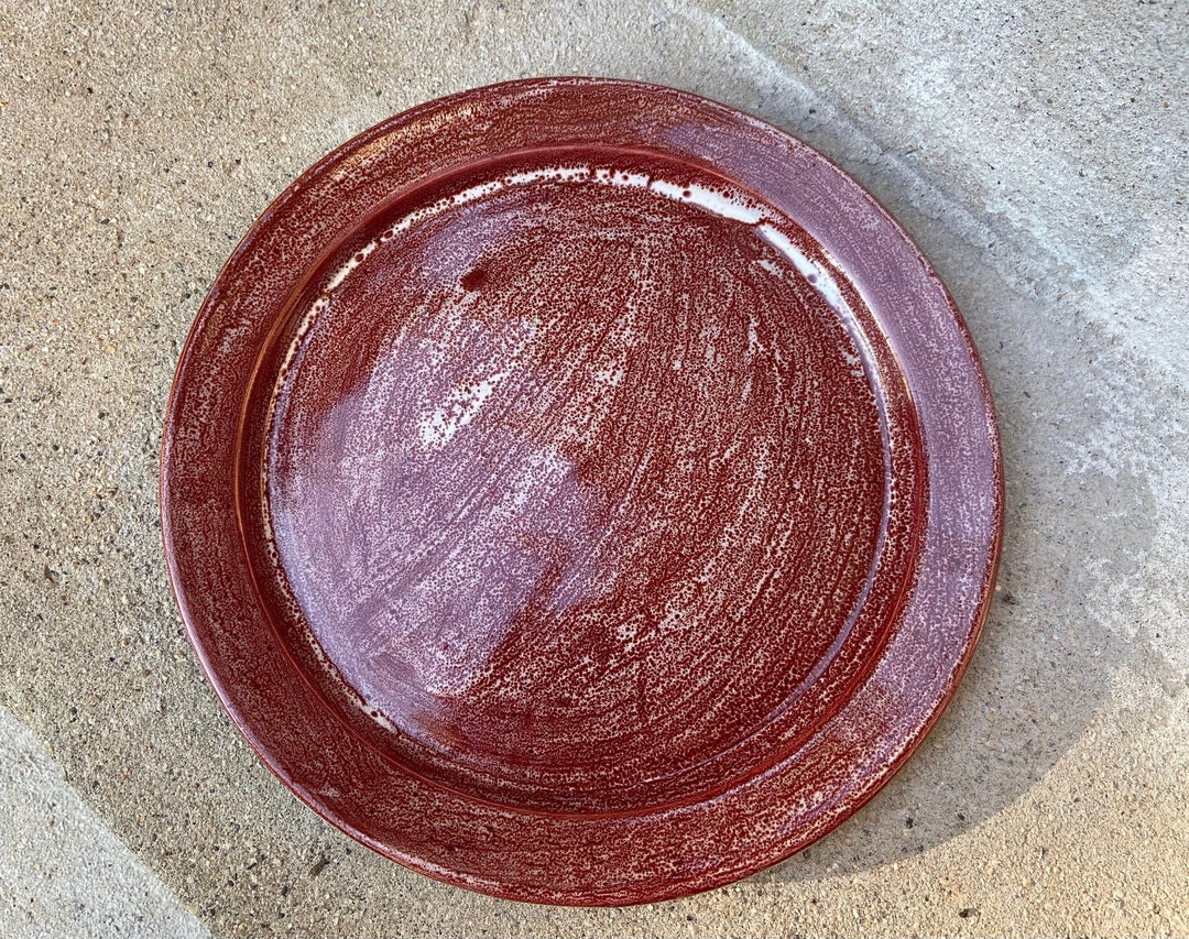 Red Christmas Santa Cookie Plate, Handmade Stoneware Clay Ceramic Plate ...