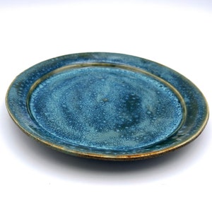 Reactive Blue Glazed Handmade Plate With Flared Rim and Simple Foot ...