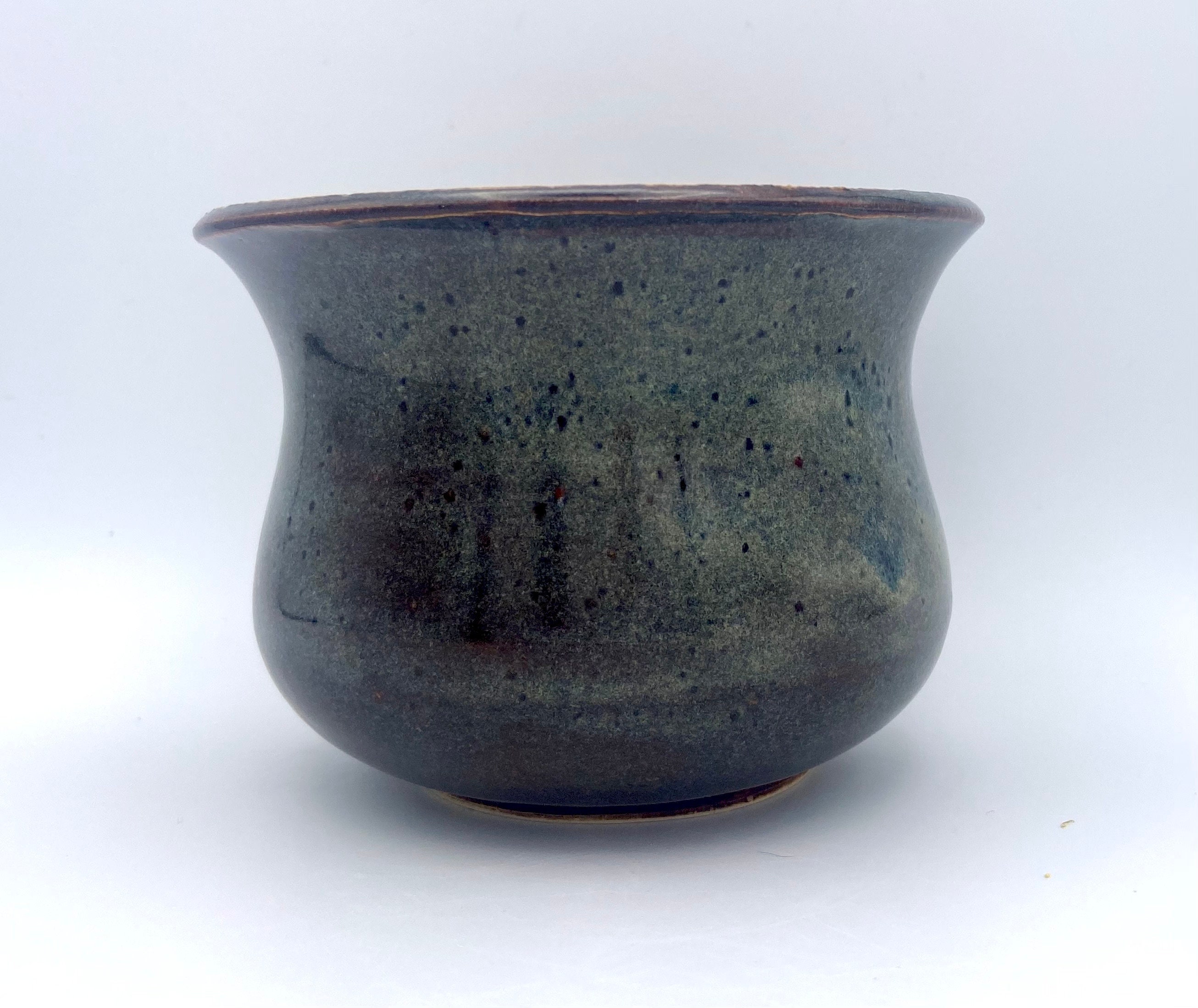 Handmade Gray Glazed Stoneware Clay Vase, Flared Rim Ceramic Pottery ...