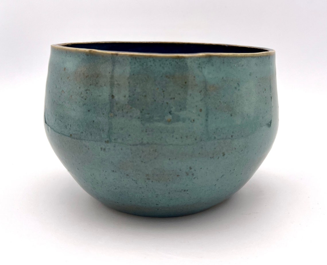 Narrow Base Monochromatic Blue Vase Handmade Light Speckled - Etsy