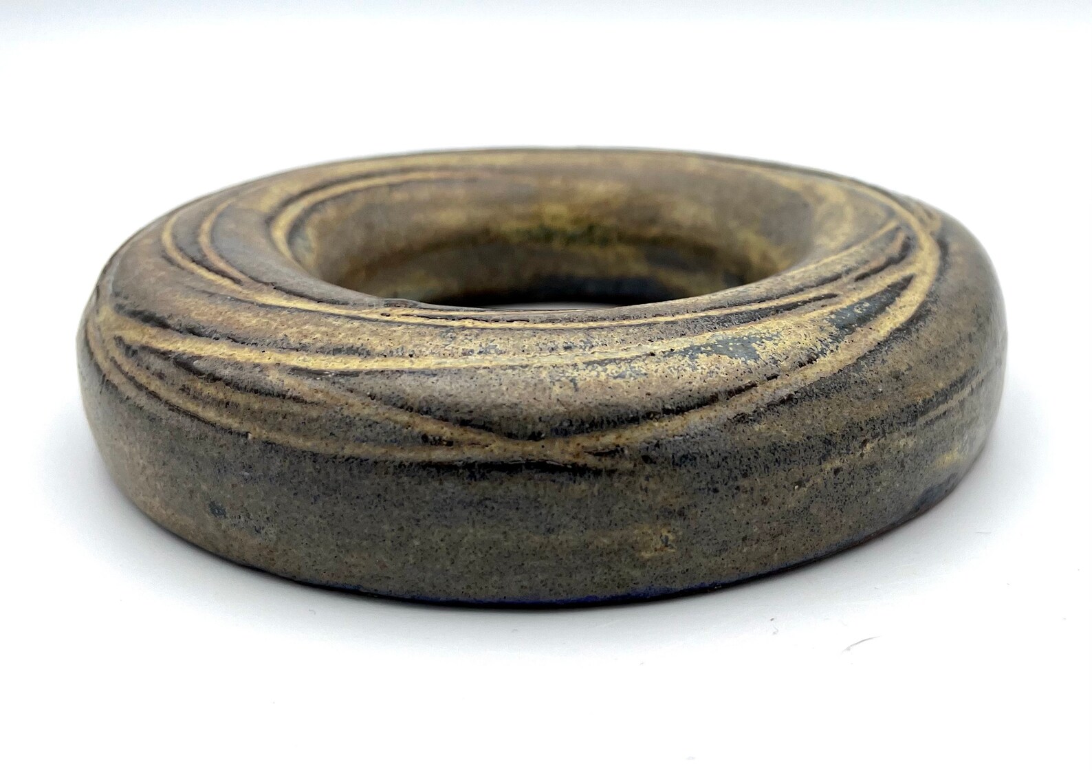 Horizontal Decorative Donut Ceramic Vase, Handmade Circle Vase With ...